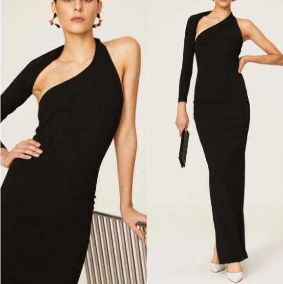 Solace London | Dresses | Solace London Black Oneshoulder Saran Maxi ...